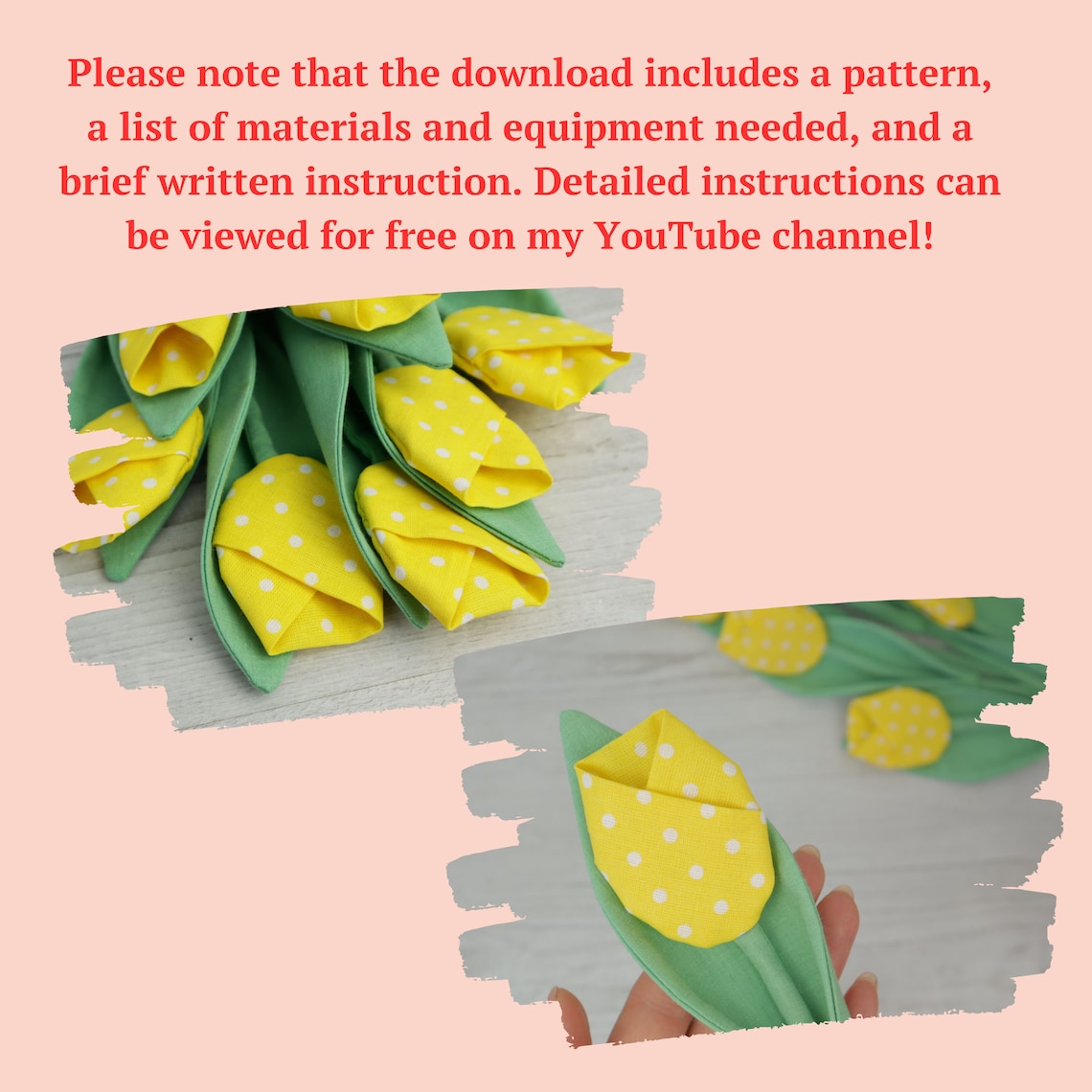 Flower Sewing Pattern Fabric Tulips Easy DIY - Etsy