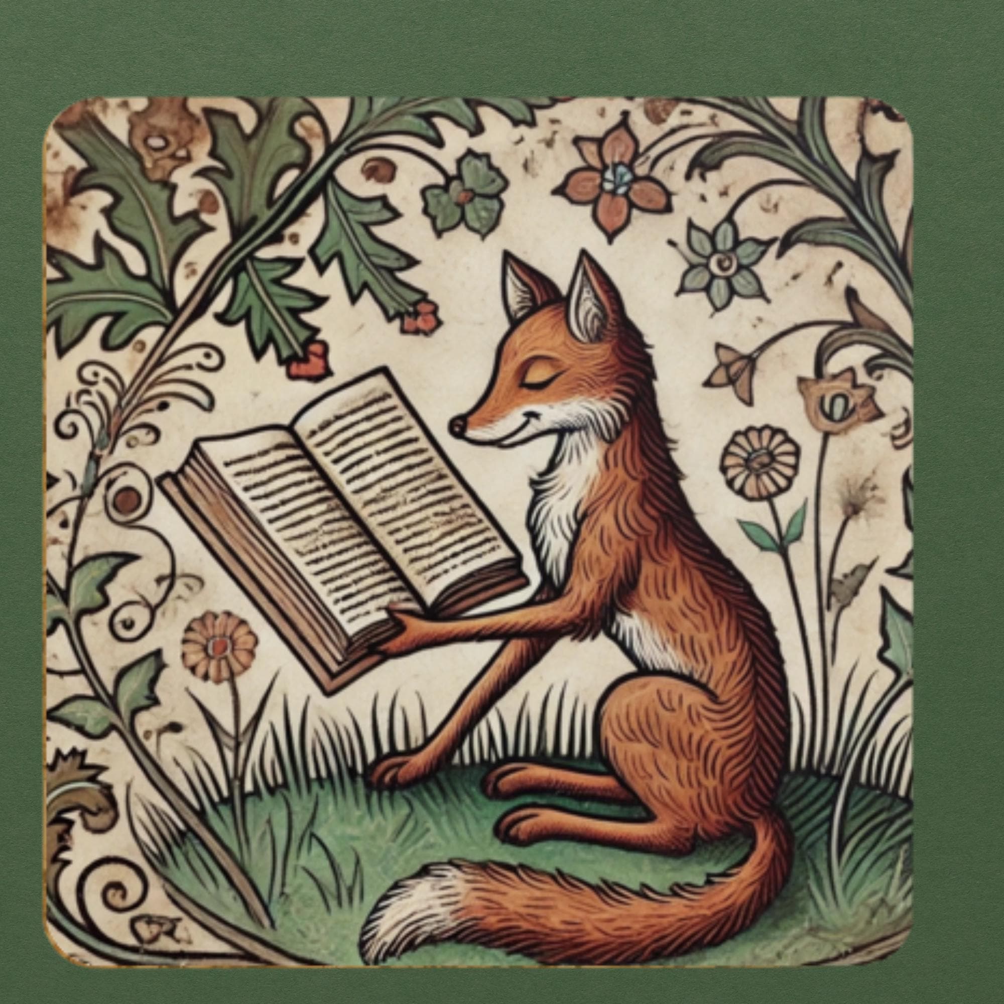 Medieval Fox Coasters: Illuminated Manuscript Art, Set of 4 - Etsy