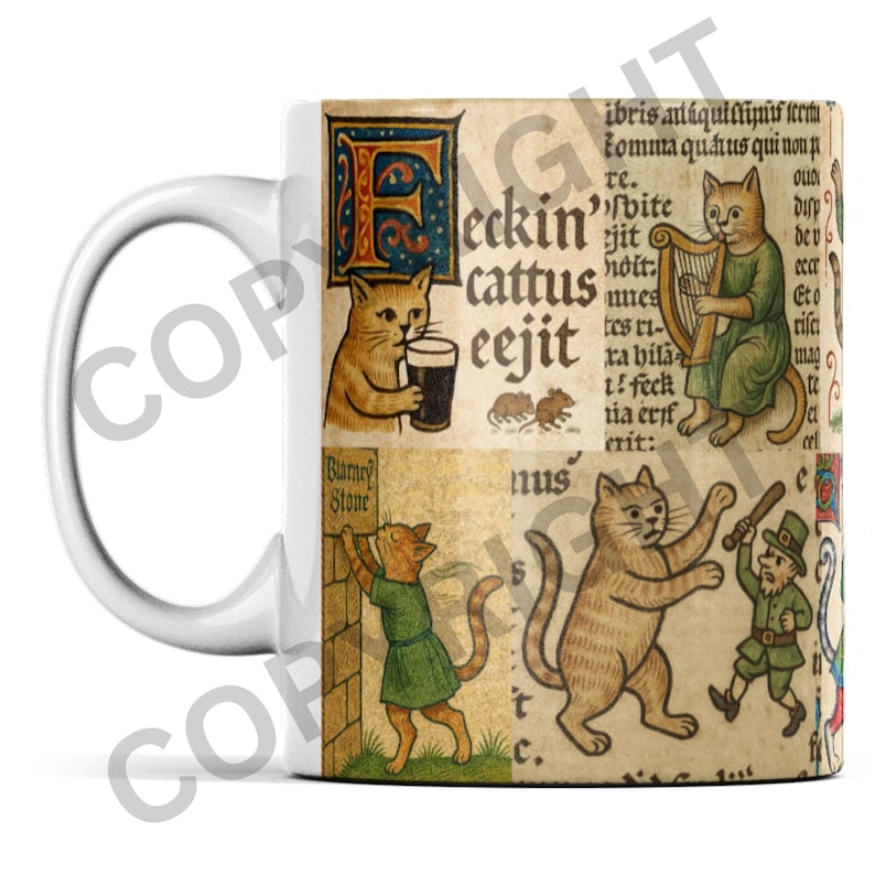 Irish Cat Mug: Funny Celtic Medieval Coffee Cup - Etsy
