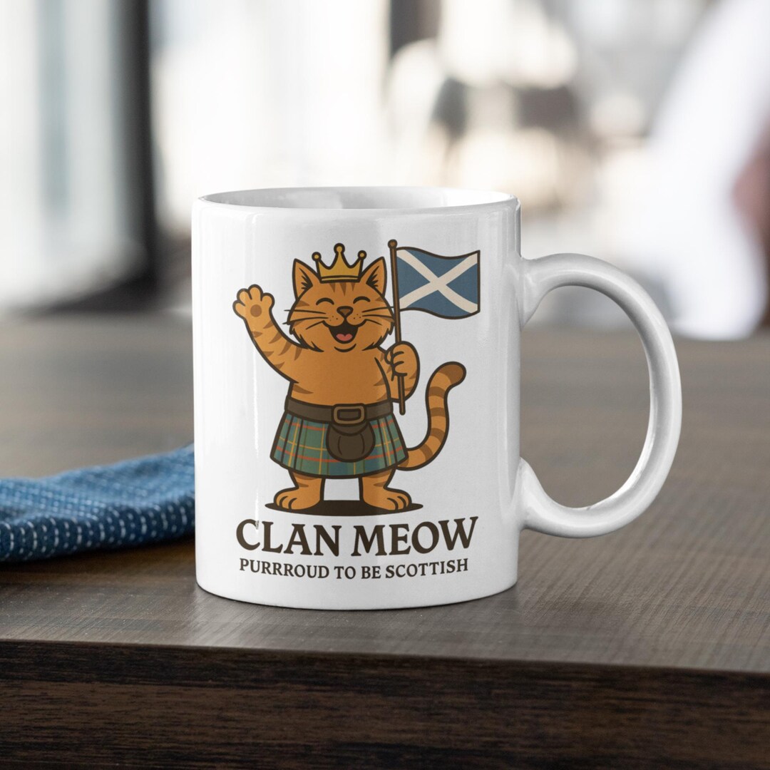Scottish Cat Mug or Coaster: Highland Kilt & Bagpipes Design - Etsy