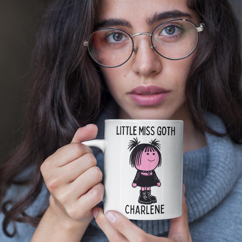 Personalised Little Miss Goth Mug, Goth Gifts, Gothic Decor, Funny Goth ...