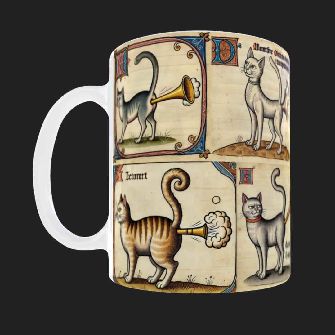 Butt Trumpet Cat Mug: Funny Medieval Marginalia Art - Etsy