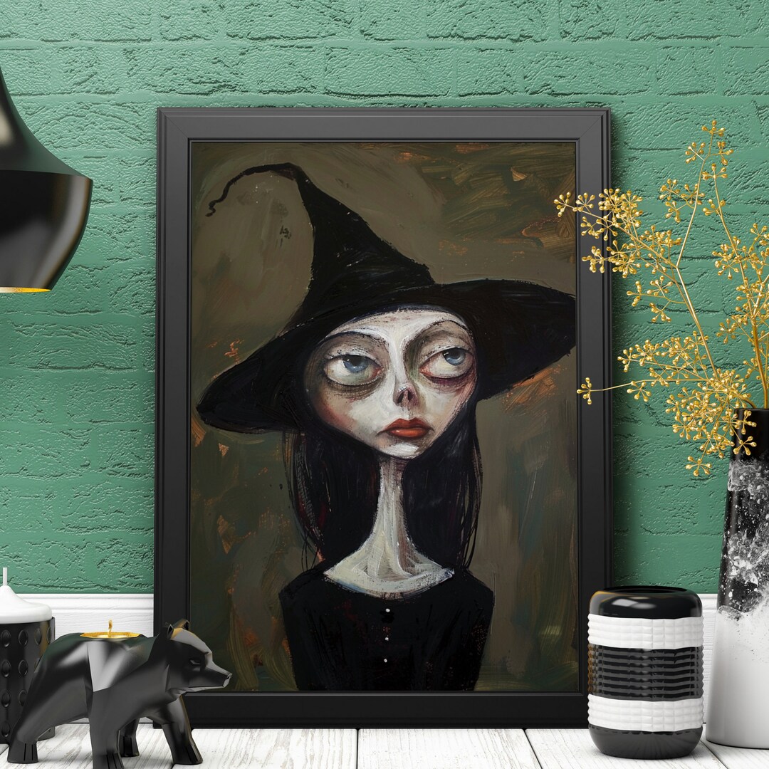 Funny Witch Oil Painting Lustre Art Print, Witchy Gift, Wicca Gift ...