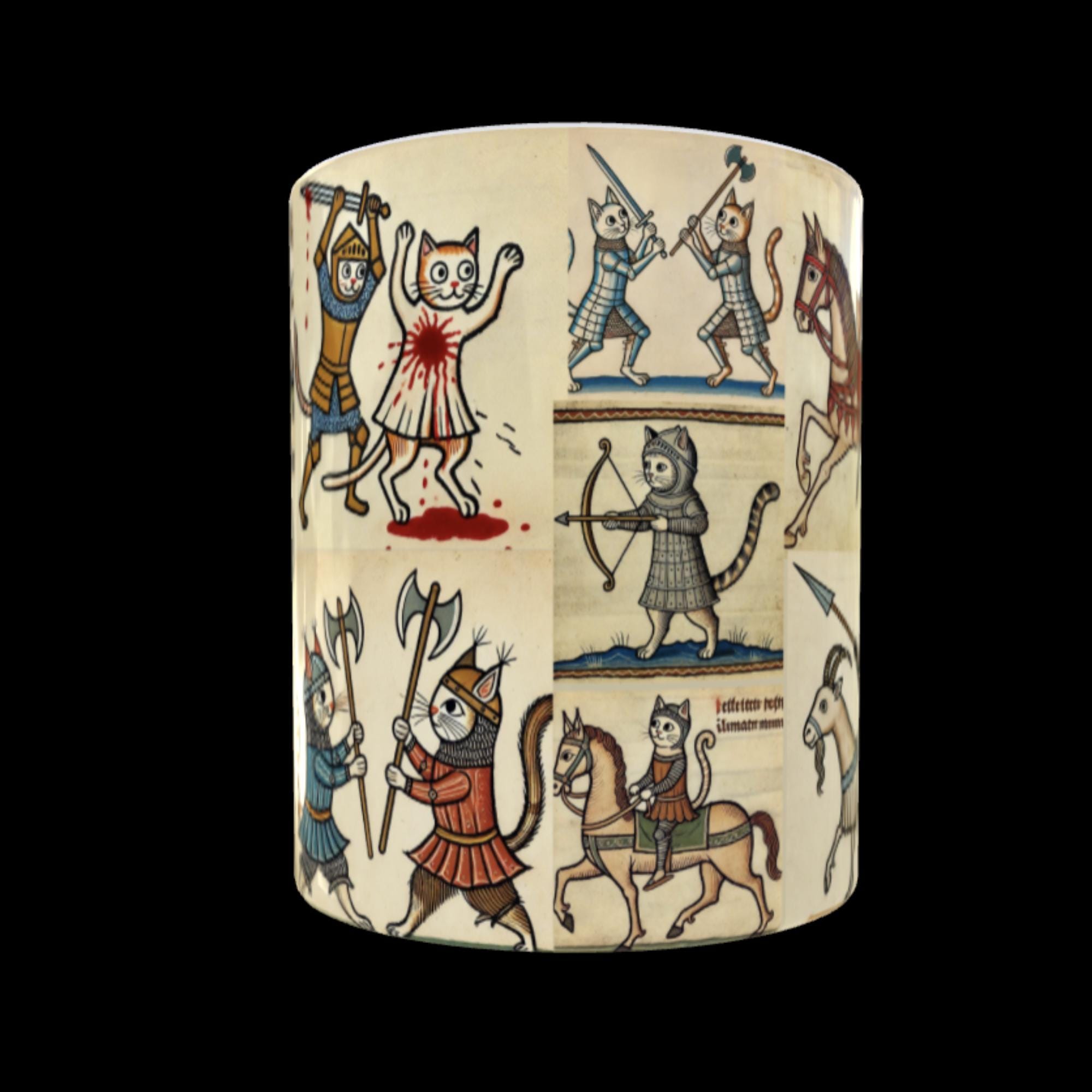 Medieval Cat Mug, Cats as Knights, Medieval Marginalia, Funny Cat Mug ...