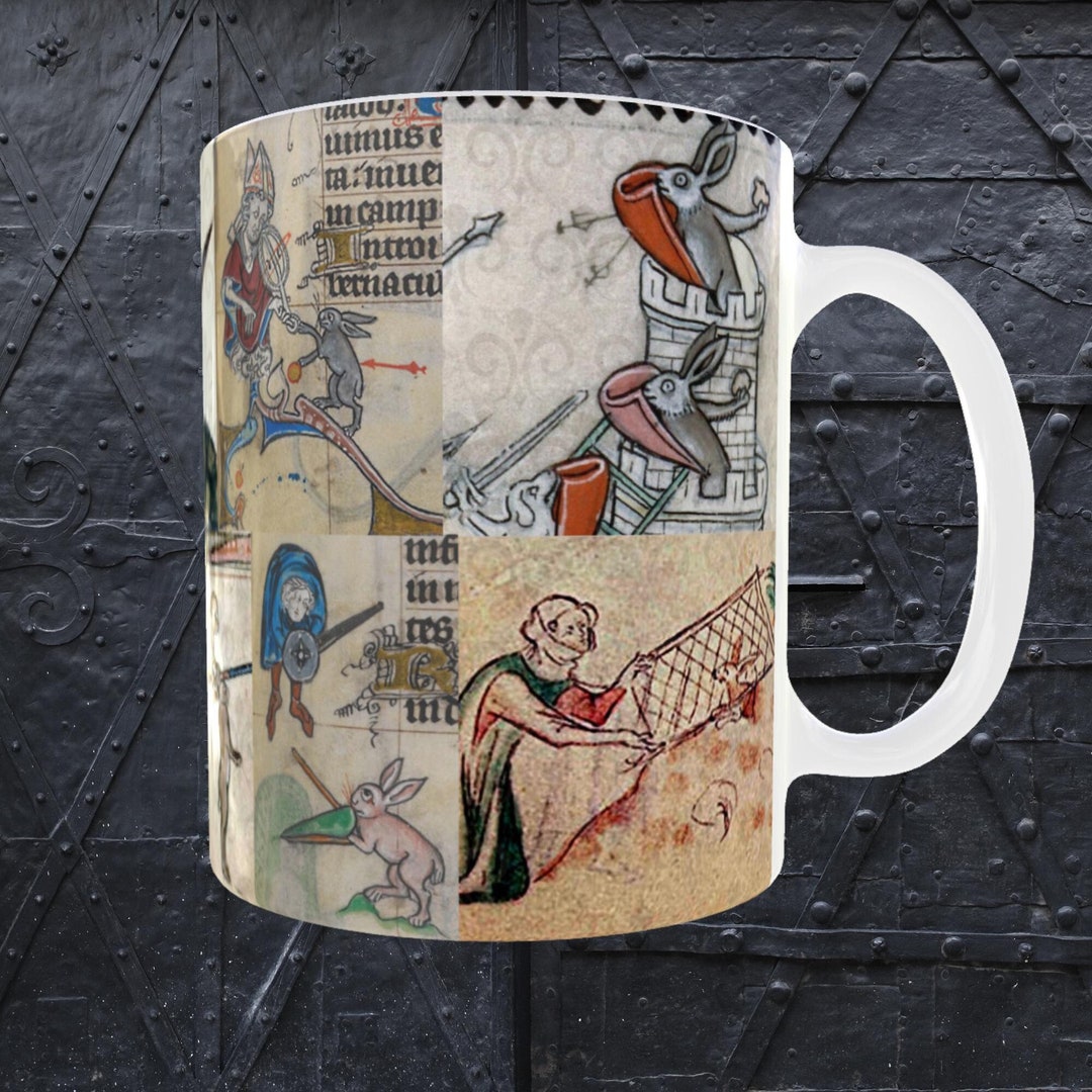 Medieval Rabbit Mug, Marginalia Rabbit Mug, Bestiary, Hunting Mug ...