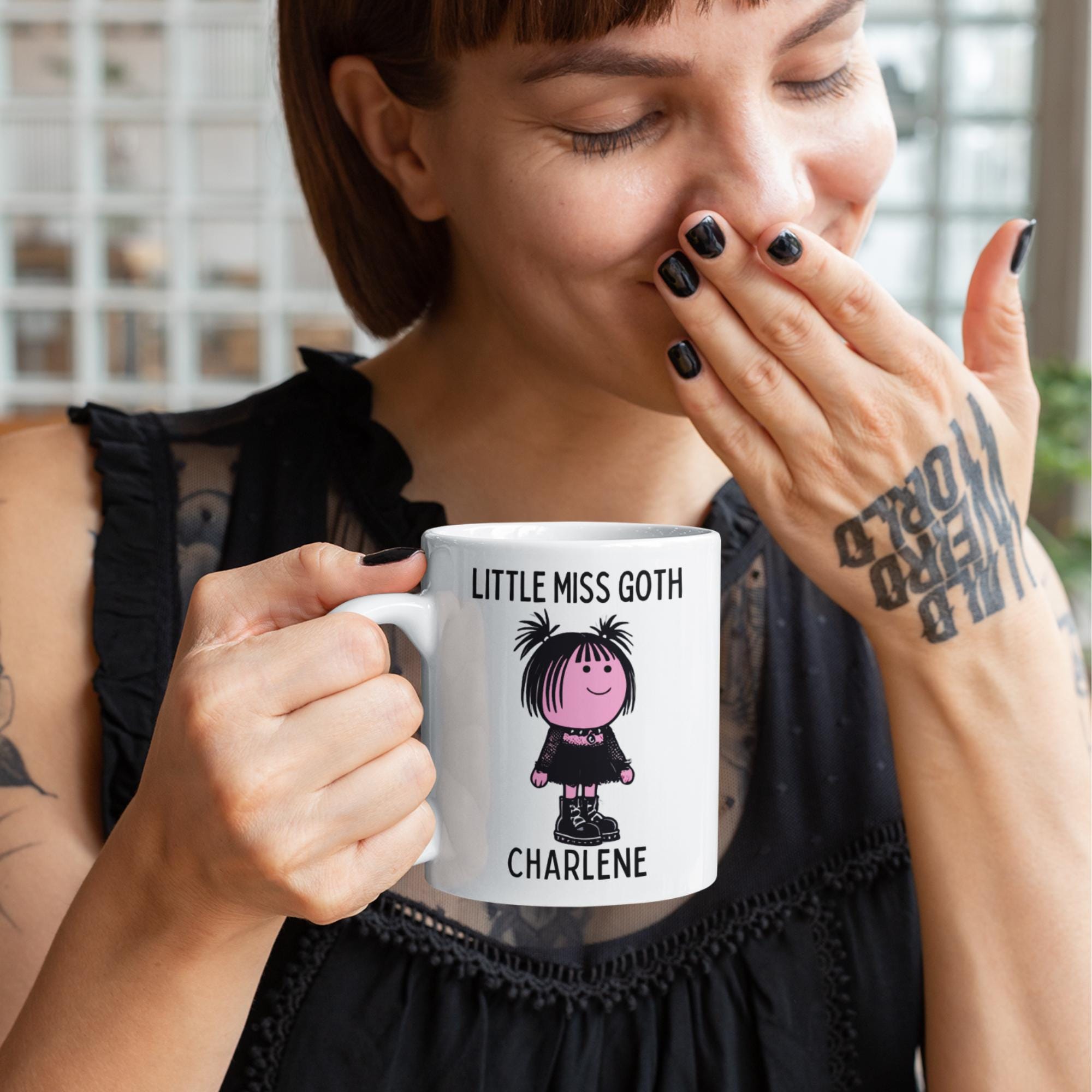 Personalised Little Miss Goth Mug, Goth Gifts, Gothic Decor, Funny Goth ...