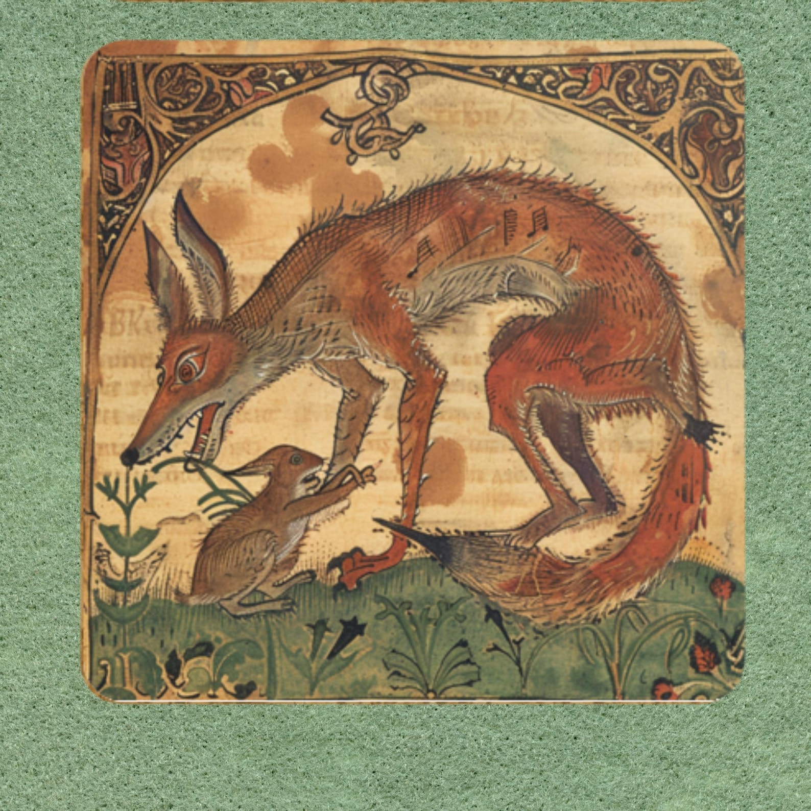 Medieval Fox Coasters: Illuminated Manuscript Art, Set of 4 - Etsy