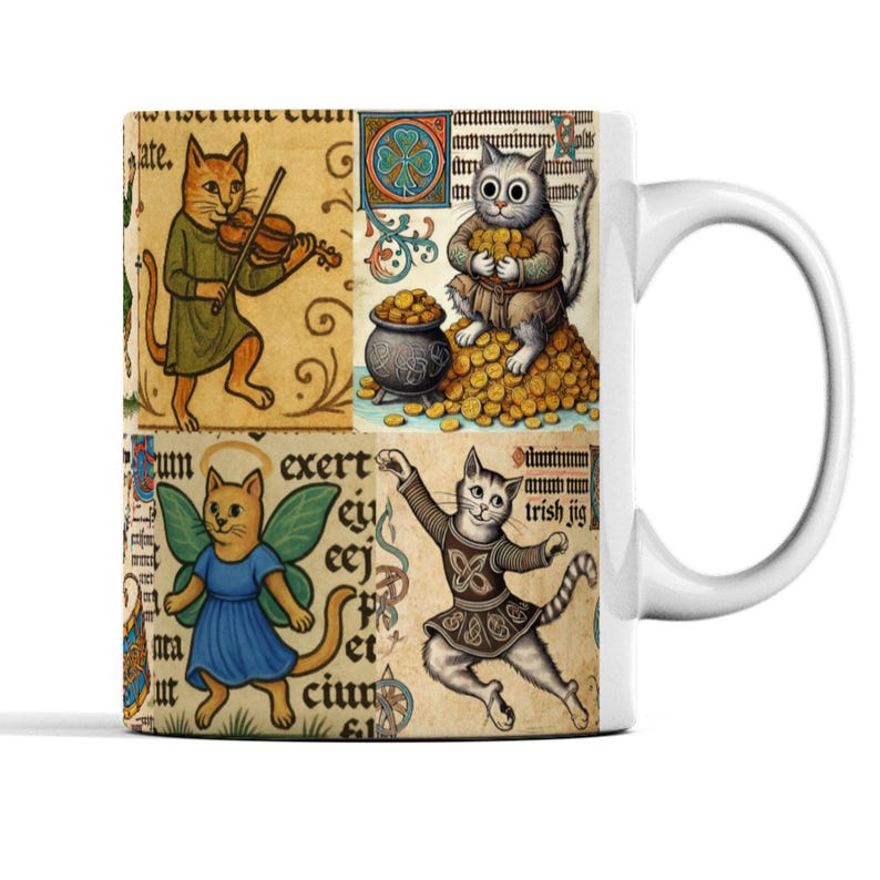 Irish Cat Mug: Funny Celtic Medieval Coffee Cup - Etsy