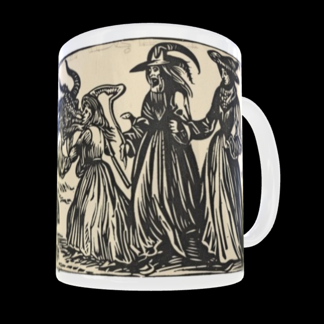 Woodcut Witches, Witch Kissing the Devil, Dark Academia, Medieval Art, Wiccan Gifts, Witchy ...