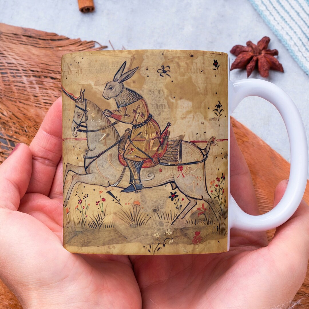 Medieval Jousting Rabbits Mug: Gothic Dark Academia Gift - Etsy