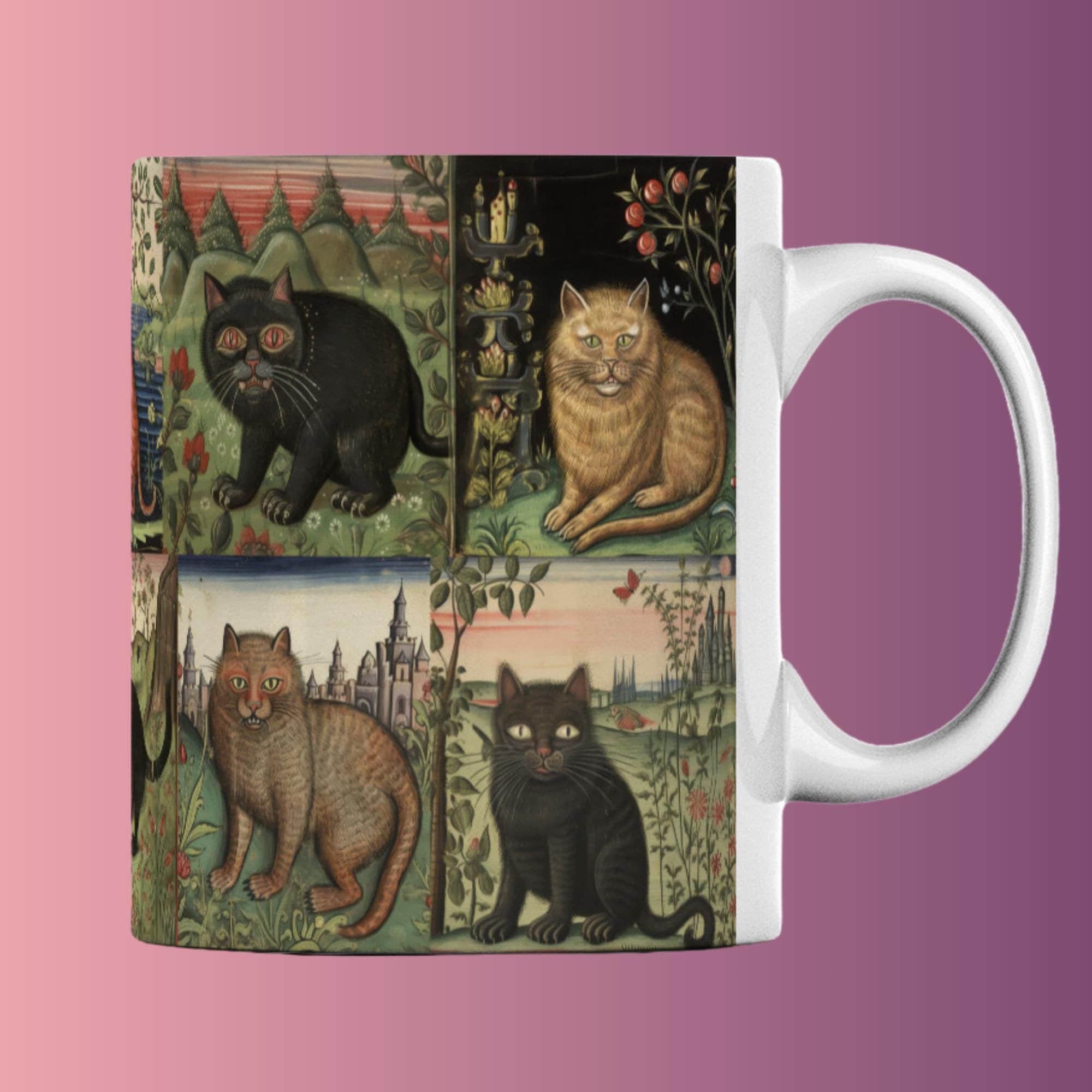 Medieval Cat Mug, Marginalia Cat, Primitive Cats, Illuminated ...