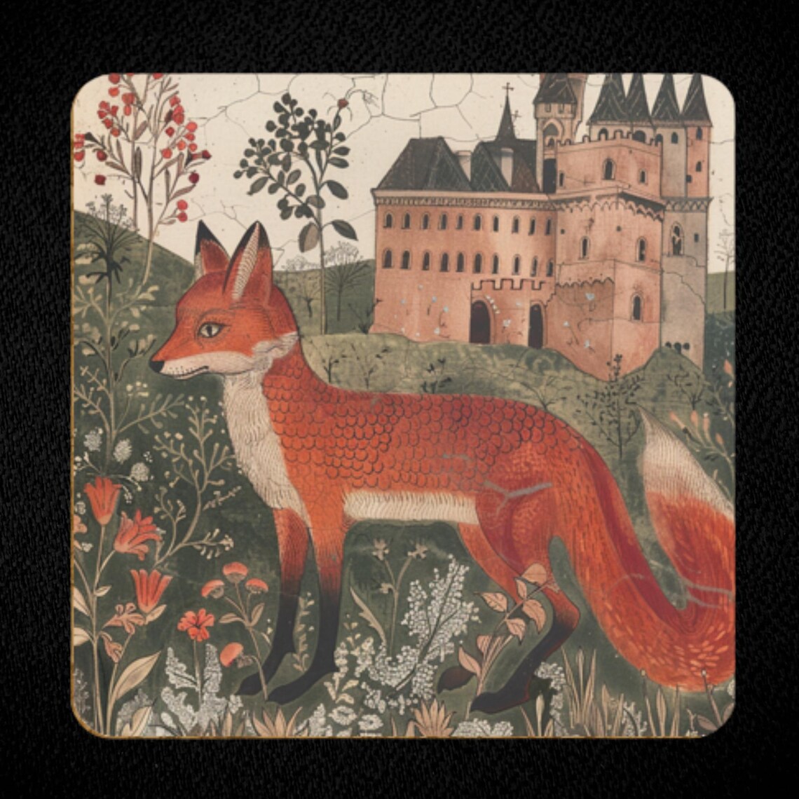 Fox Coasters, Medieval Marginalia Style, Set of 4 - Etsy