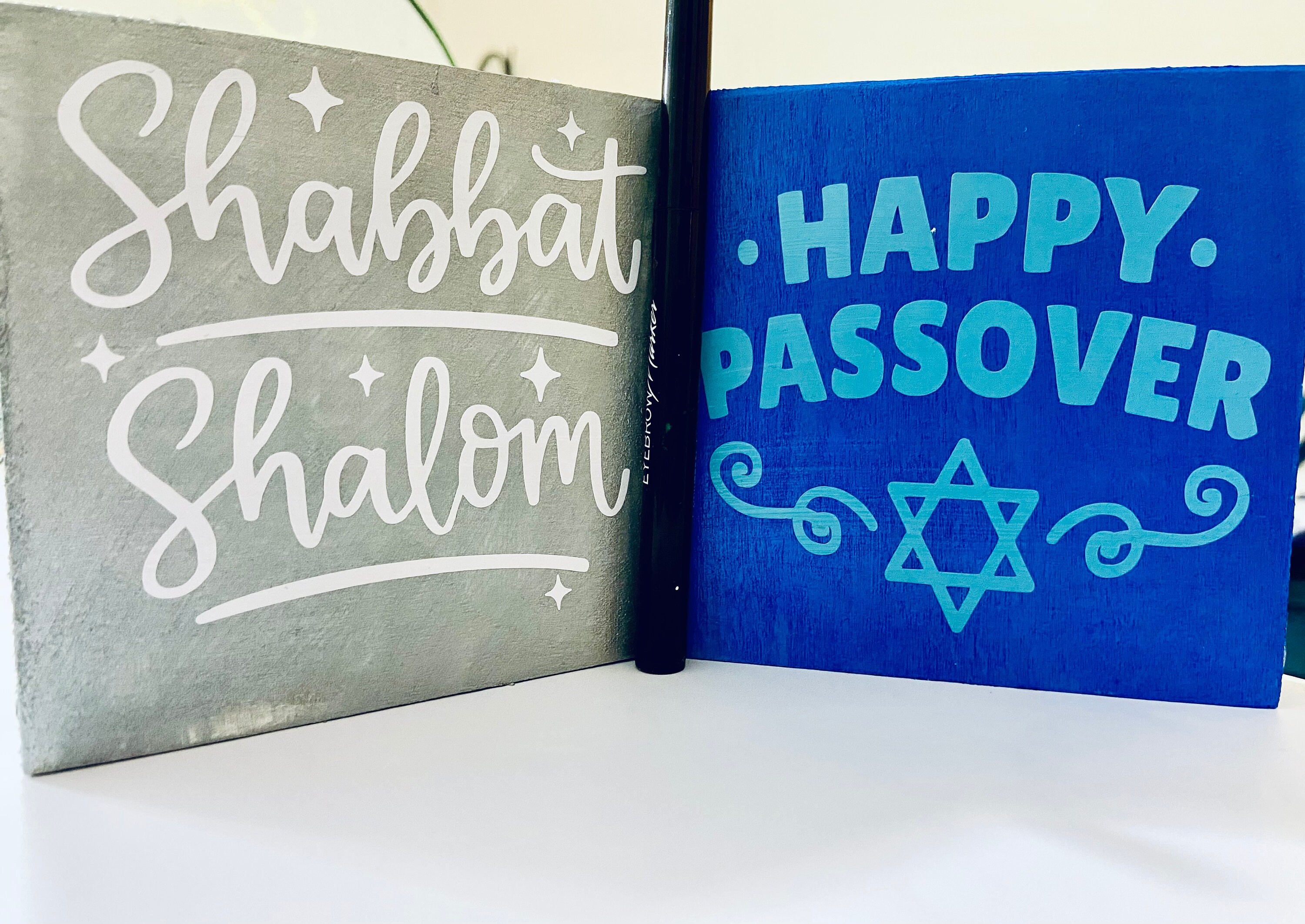 Sign, 4x4 Painted Wooden Block Decor| Shabbat Shalom | Happy Passover ...