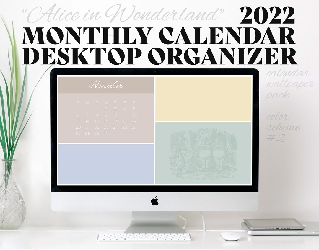Alice in Wonderland 2022 Calendar Desktop Wallpaper Color 2 | Desktop ...