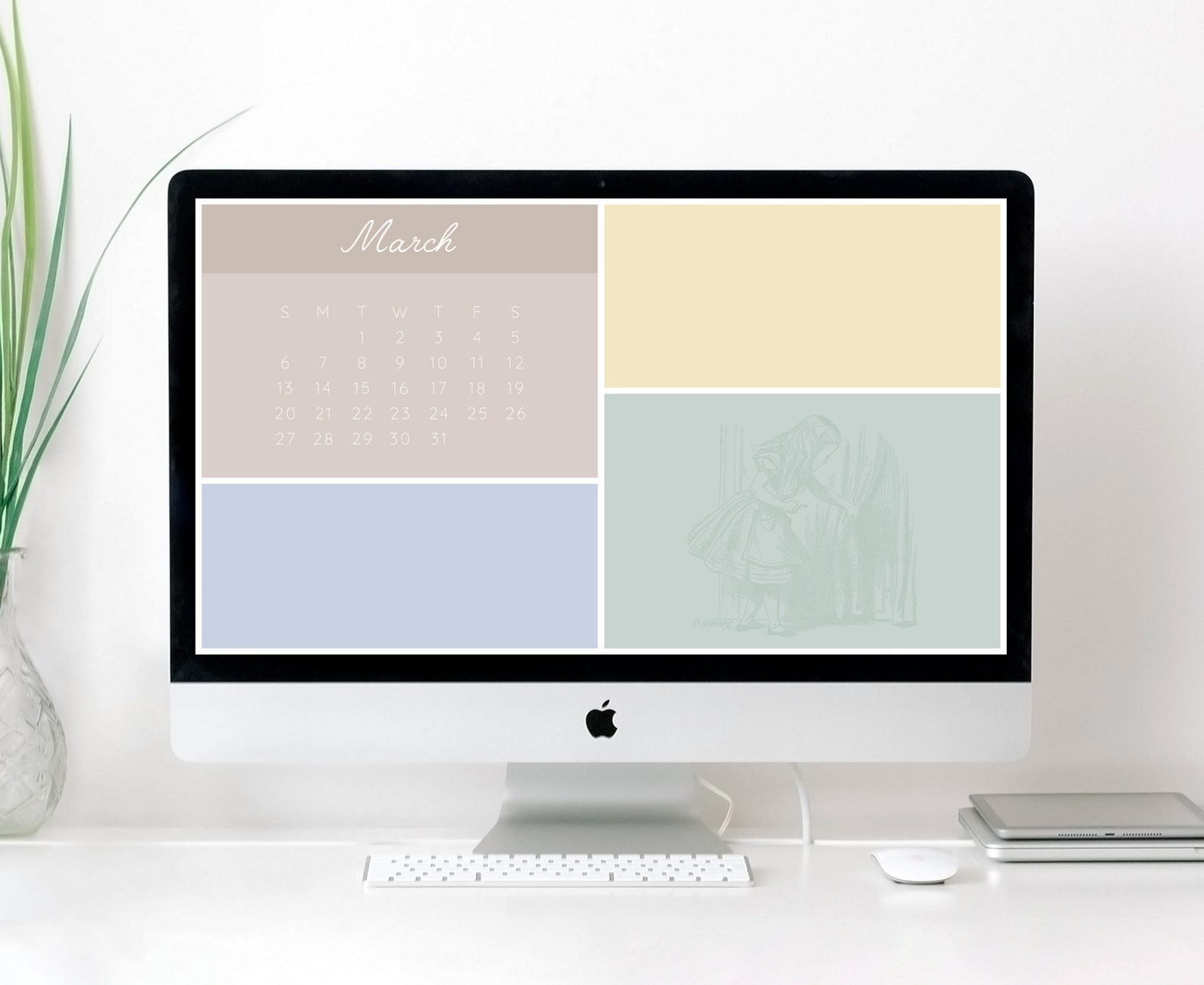 Alice in Wonderland 2022 Calendar Desktop Wallpaper Color 2 | Desktop ...