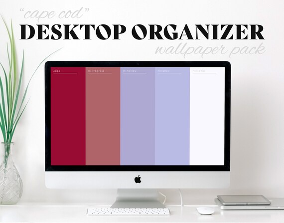 Desktop Organizer Cape Cod Wallpaper Red & Purple Color | Etsy