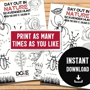 Nature Scavenger Hunt Colouring in Sheet for Kids PRINTABLE - Etsy Canada