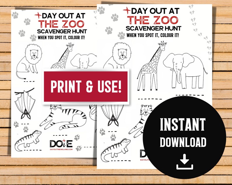 Zoo Scavenger Hunt Colouring in Sheet for Kids PRINTABLE - Etsy
