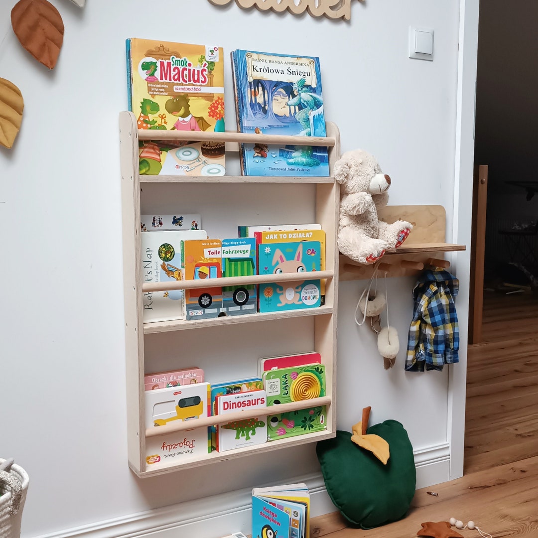 Wall Bookshelf for Kids, Montessori Wooden Bookshelf, Nursery Wall ...
