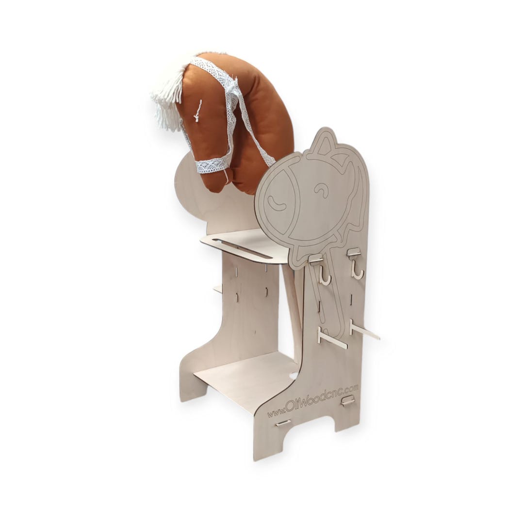 Hobby Horse Stable for Kids - Wooden Stand for Stick Horses - Organizer ...