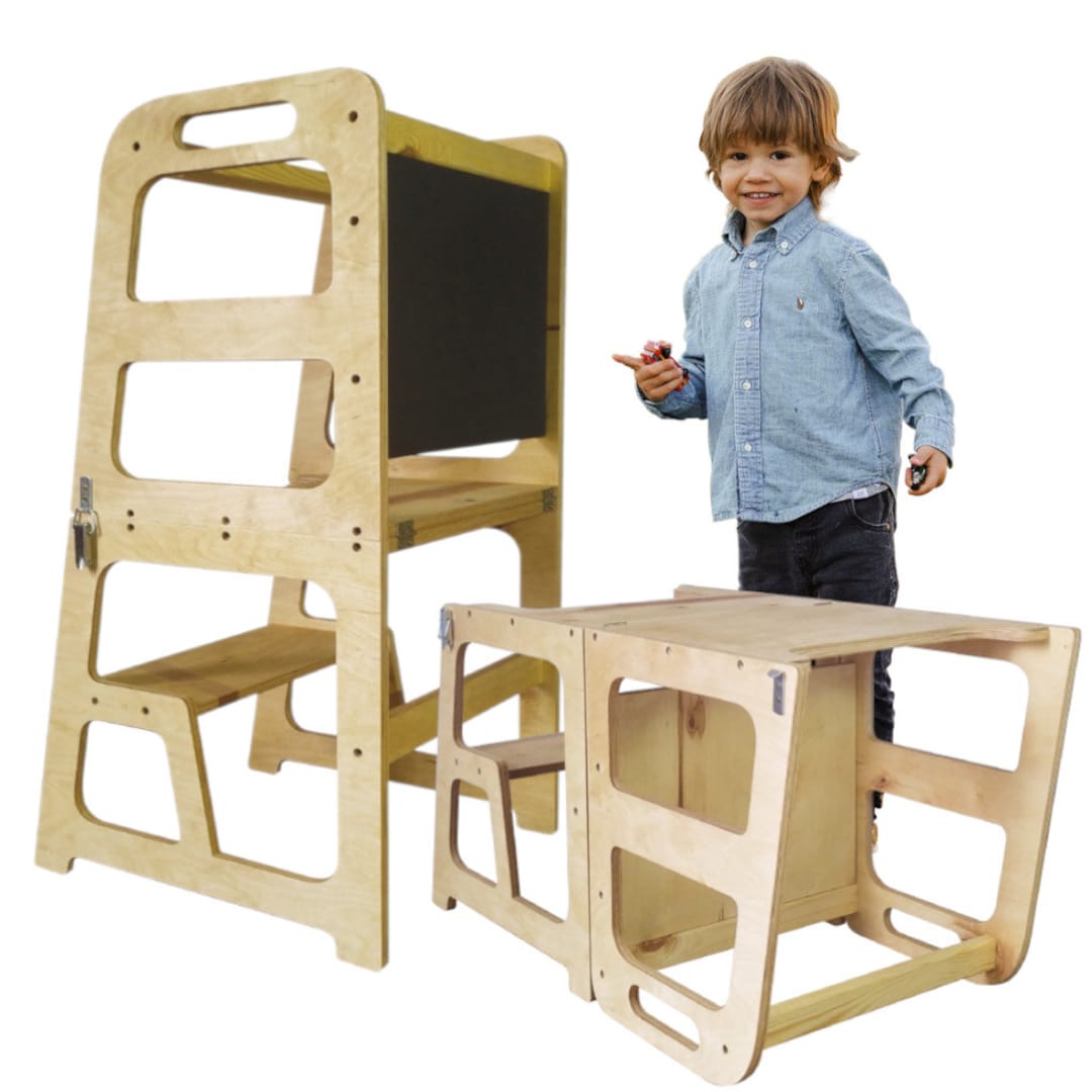 Learning Kids Tower 3-in-1, Montessori Tower, Table and Chair for a ...