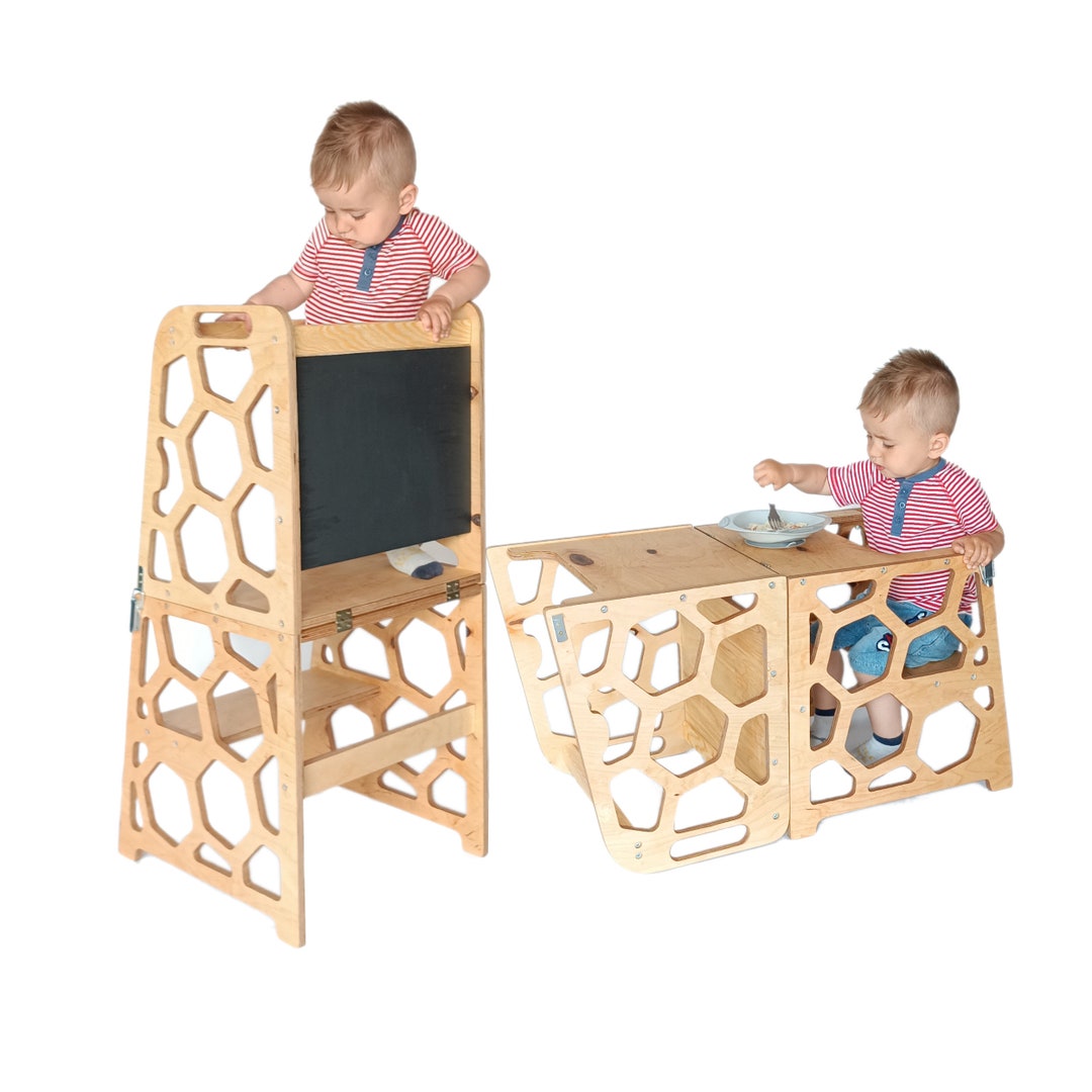 Montessori Learning Tower 3in1 Hexagon, Kitchen Tower 3in1, Learning ...