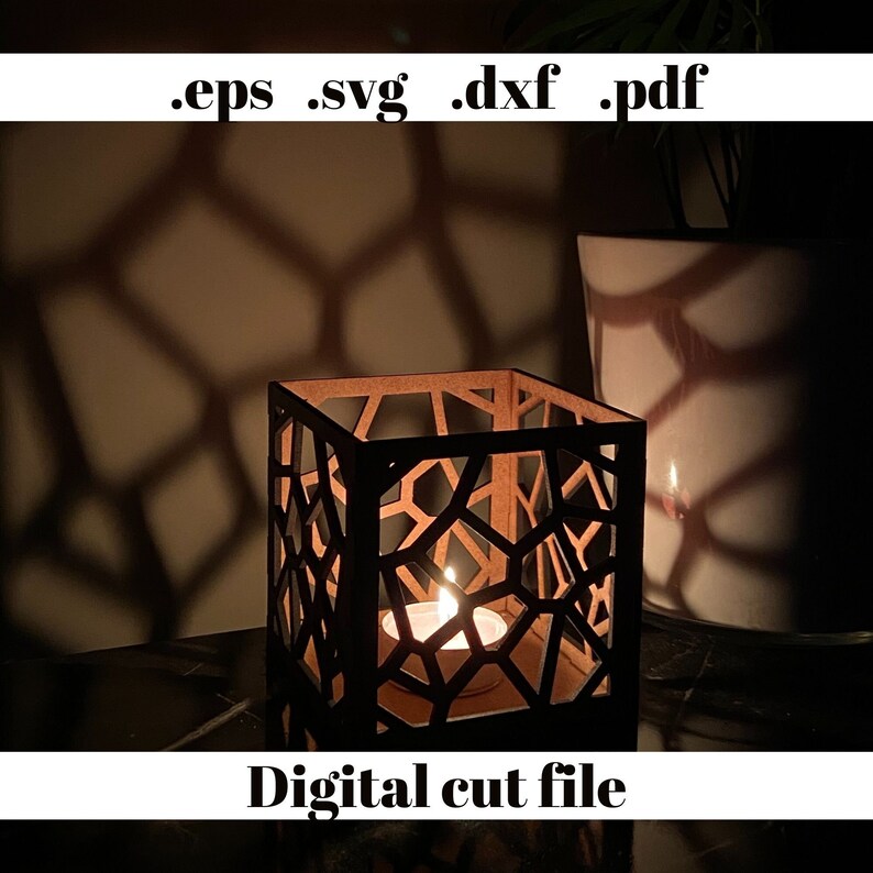 Voronoi Pattern Geometric Shadow Box Laser Cut File Candle Holder ...