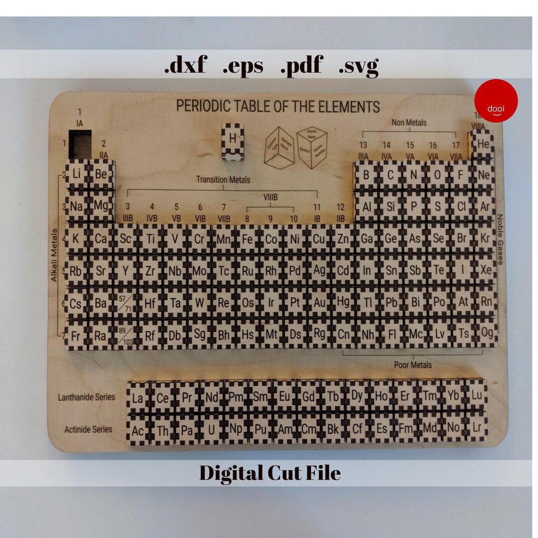 Periodic Table of Elements 3D Wooden Laser Cut Digital File ...