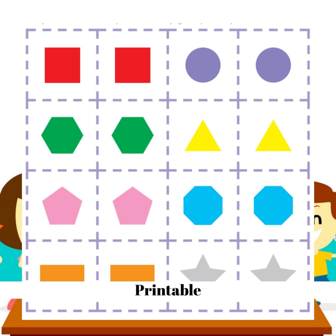 Memory Card Game Printable Memory Game Matching Card Game Shapes Diy ...