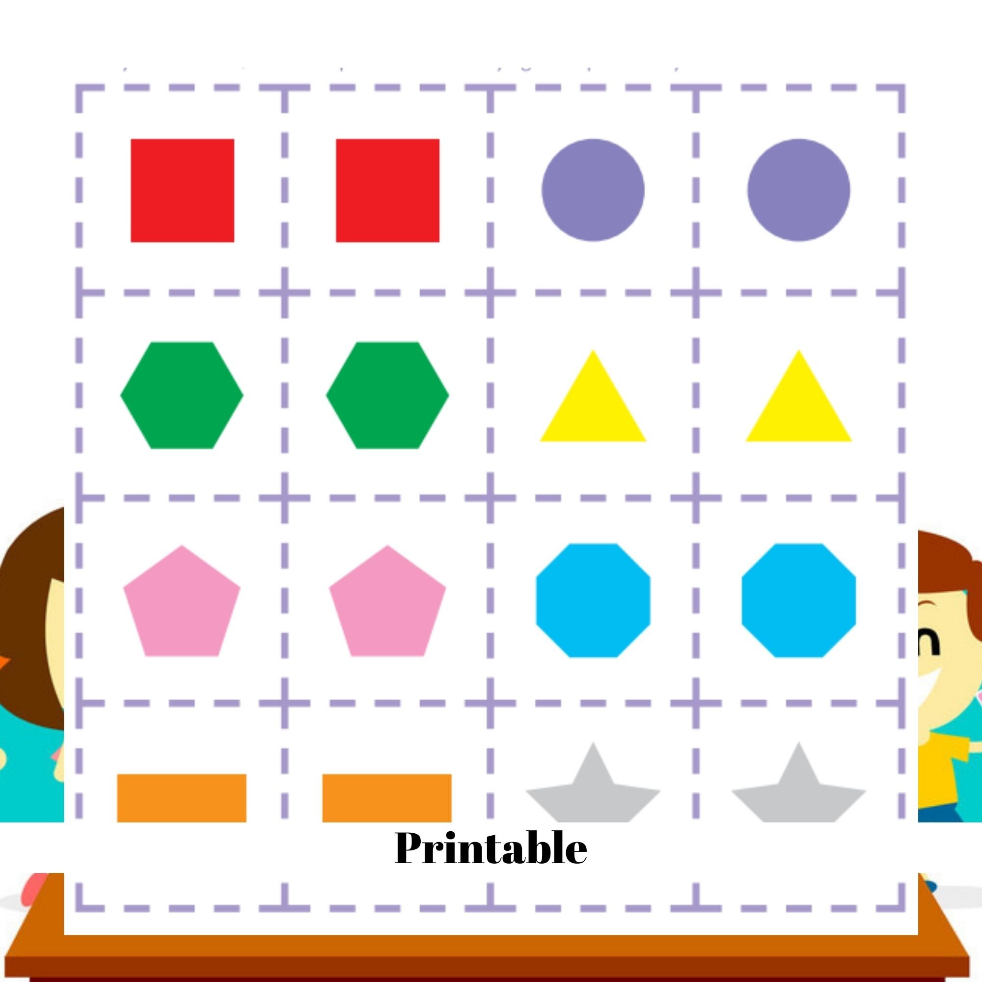 Memory Card Game Printable Memory Game Matching Card Game Shapes Diy Memory Card Game Printable Memory Game Matching Card Game Shapes Diy