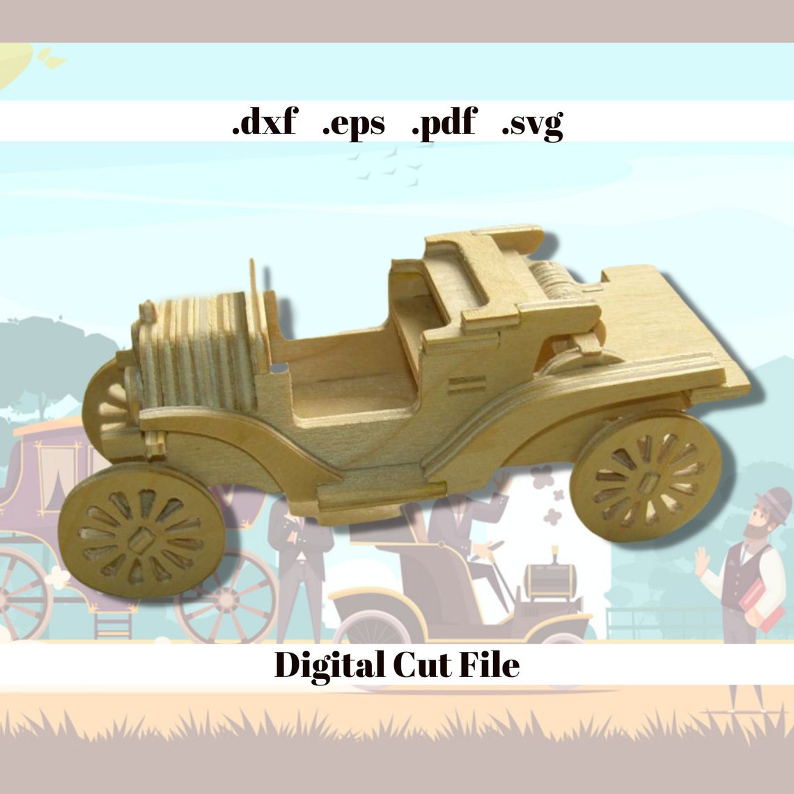 Ford T Car Model 3D Puzzle Laser Cut Svg Instant Download Digital ...