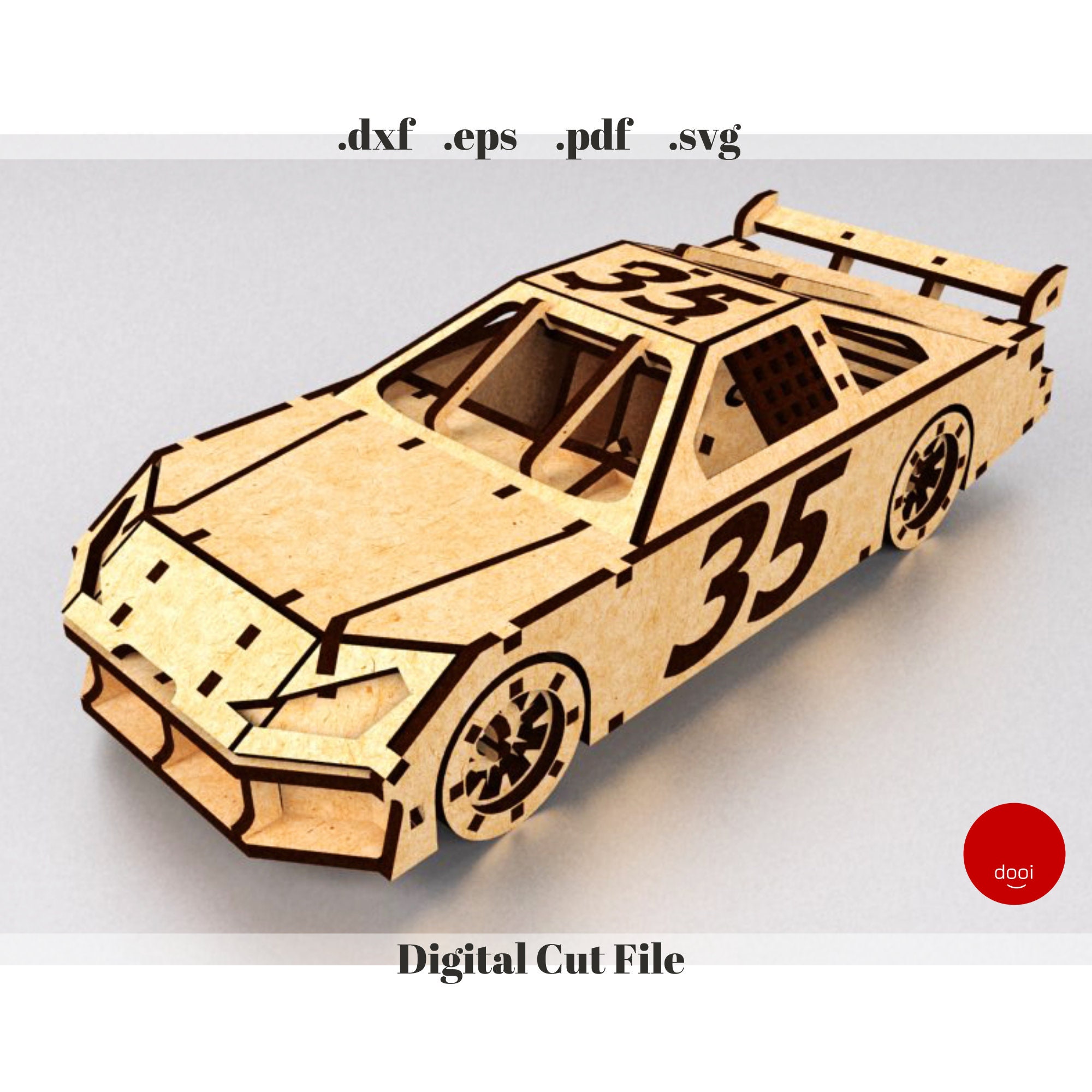 Laser Cut Wooden Nascar Car Puzzle Toy Svg Dxf Eps Pdf Glowforge Cricut ...