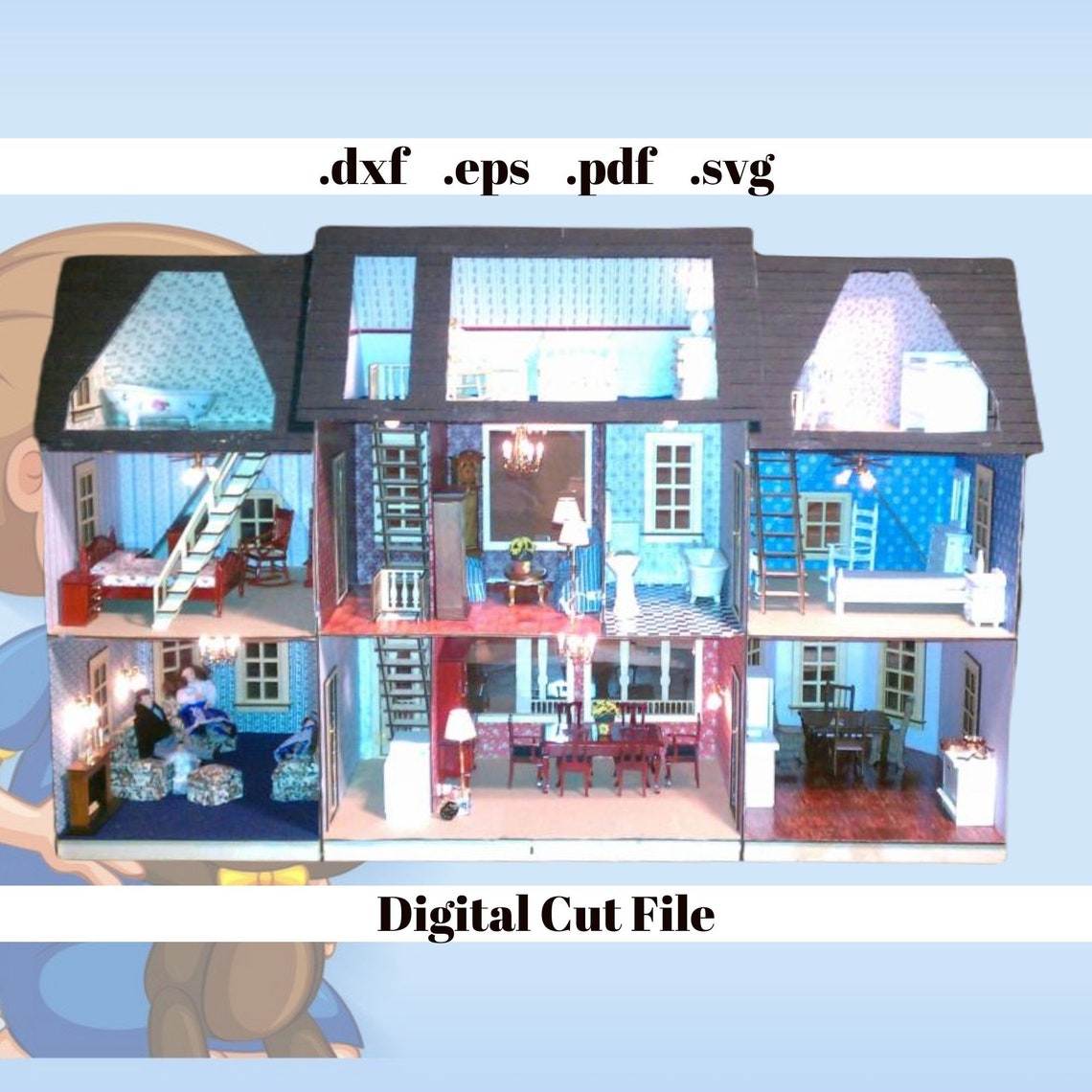 Open Dollhouse Instant Download Laser Cutting Digital Template Svg Dxf ...