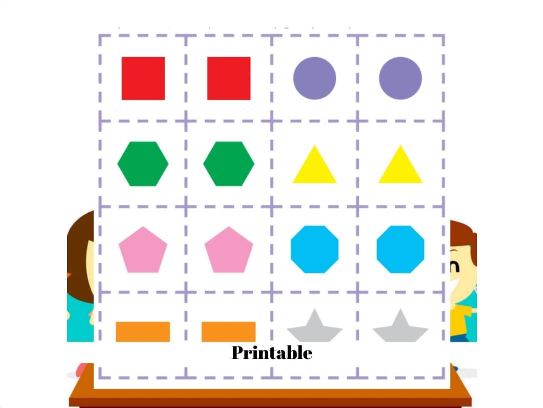 Memory Card Game Printable Memory Game Matching Card Game Shapes Diy ...