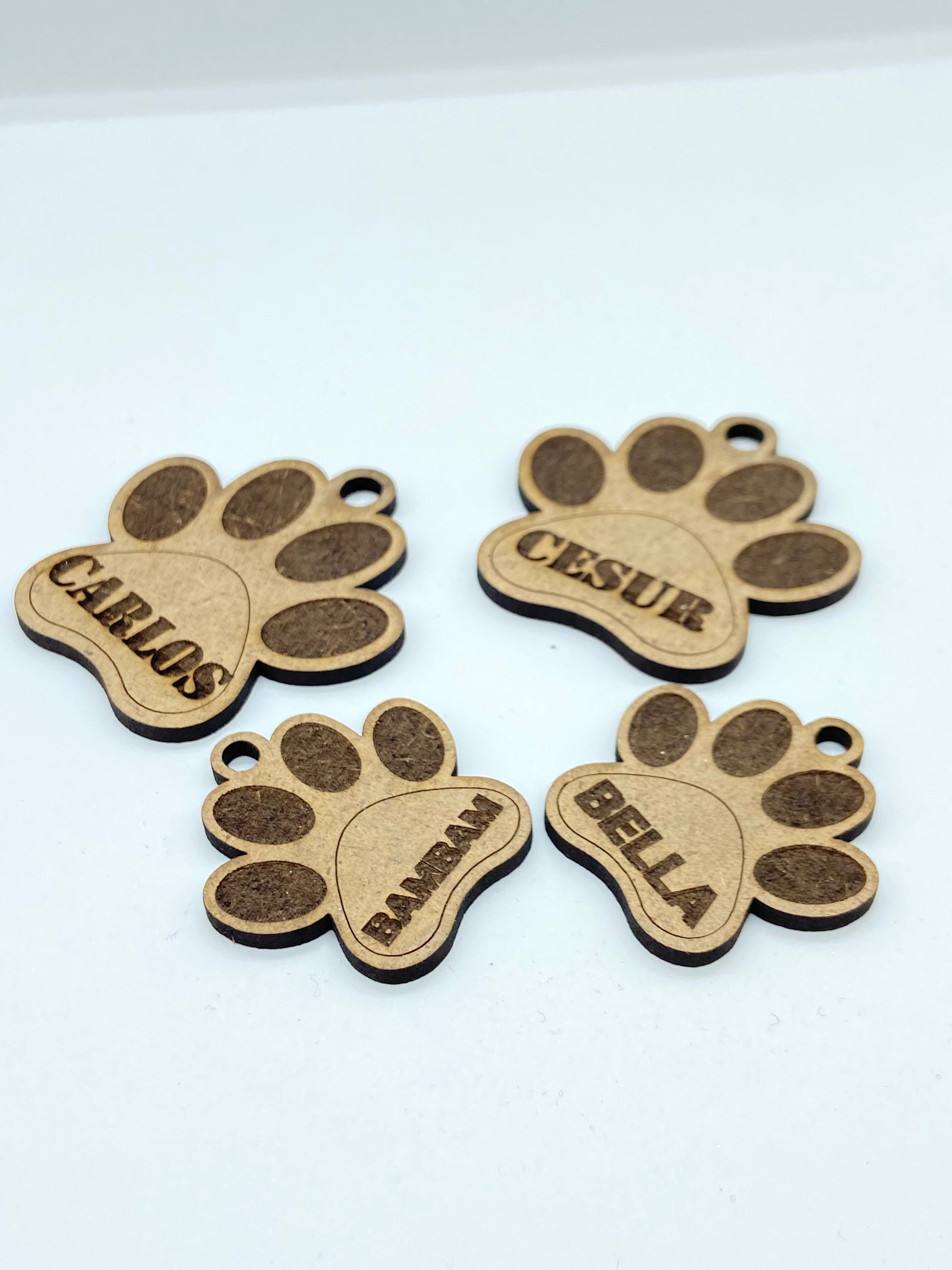 Dog Name Tag - Ready to Cut- Laser File- Customizable - Paw Shape ...