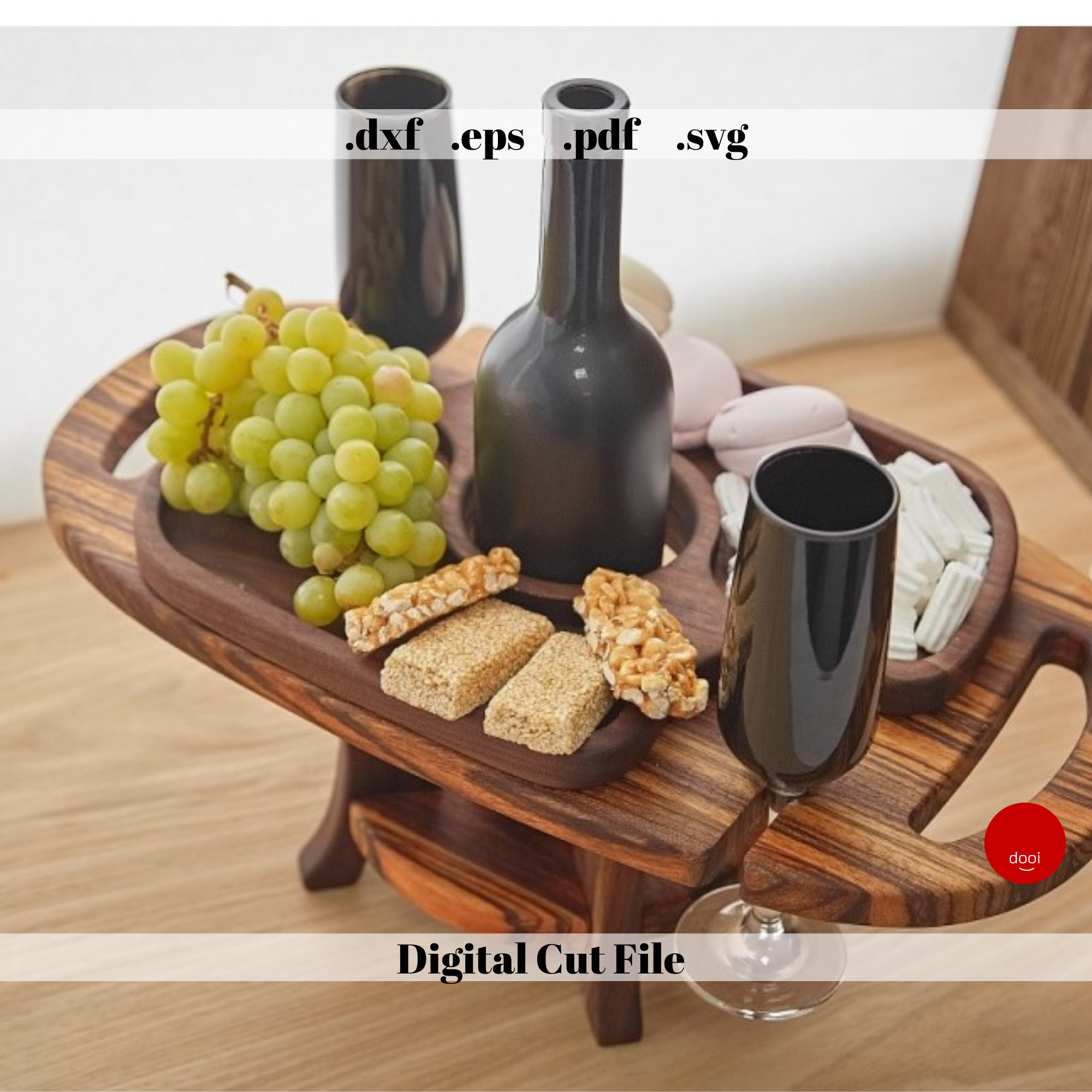 Laser Cut Wooden Wine Table Glass Holder Glowforge Cricut Vector Dxf ...
