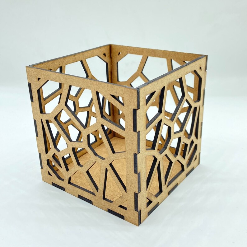 Voronoi Pattern Geometric Shadow Box Laser Cut File Candle Holder ...