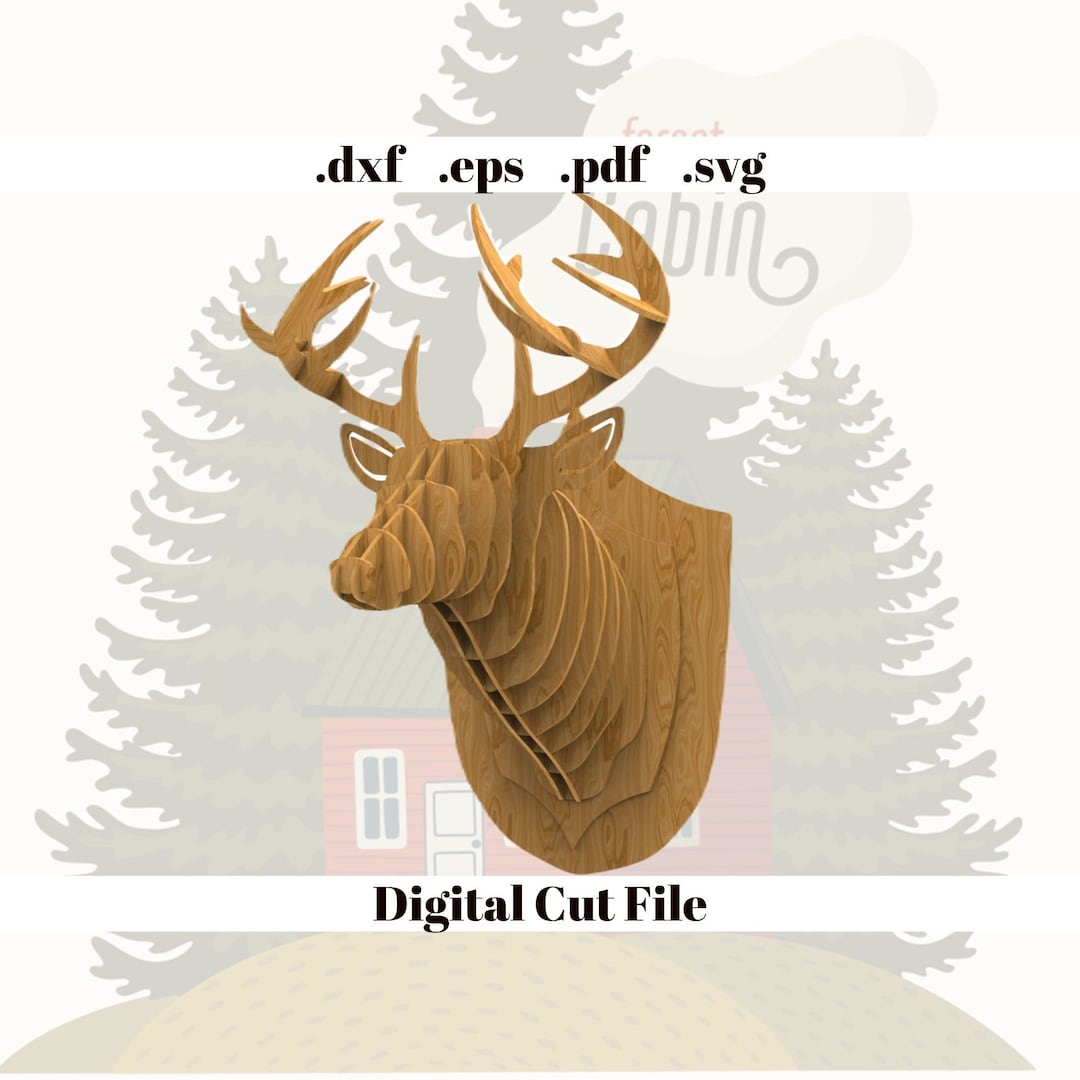 Deer Head Wall Decor Laser Cut Digital Instant Download Template Svg ...