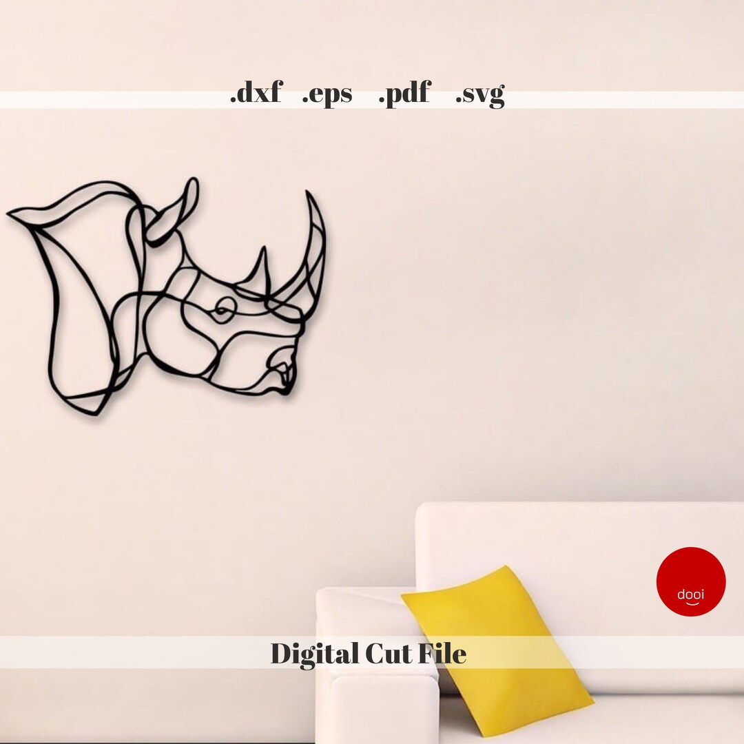 Rhino Wall Decor Laser Cut Modern Wall Art Svg Dxf Eps Pdf Glowforge ...