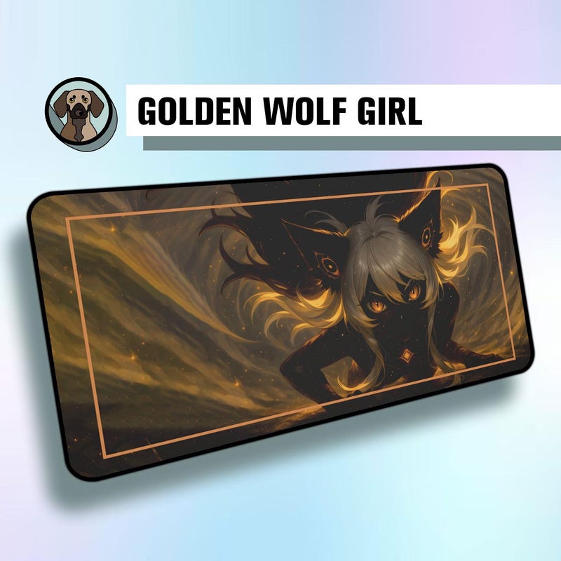 Gold wolf desk mat - Etsy.de