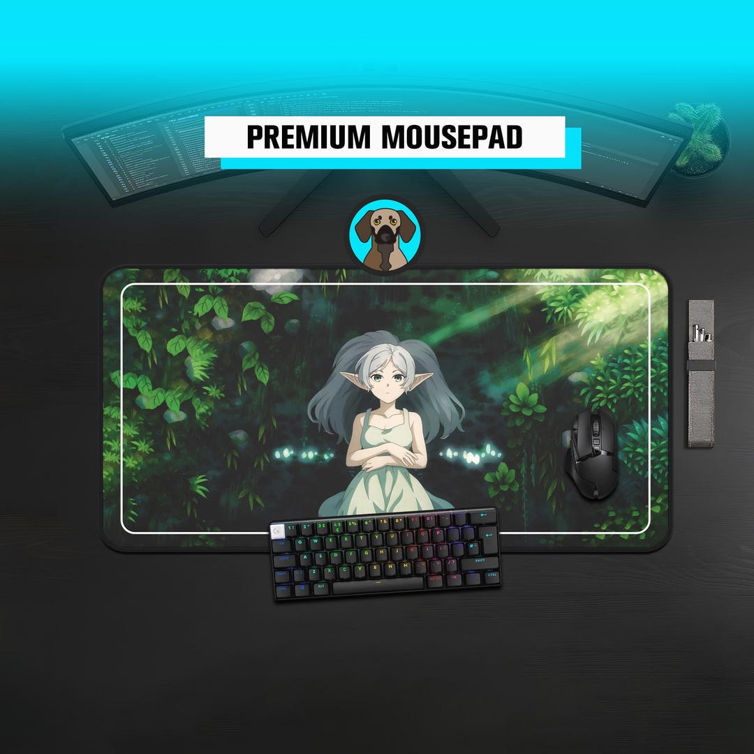Premium Frieren Mousepad | Anime Digital Illustration Deskmat | Young ...
