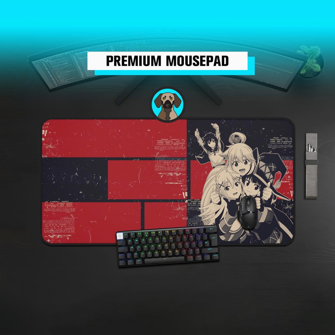 Premium Kono Suba Party Mousepad | Red Isekai Squad Gaming Pad ...