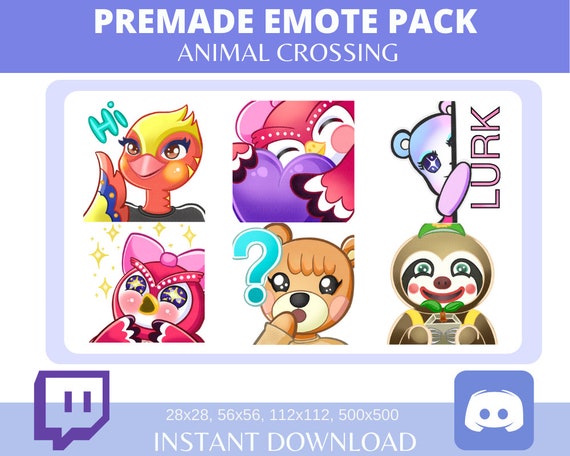 Premade Animal Crossing Pack of 6 Emotes Instant Download | Etsy