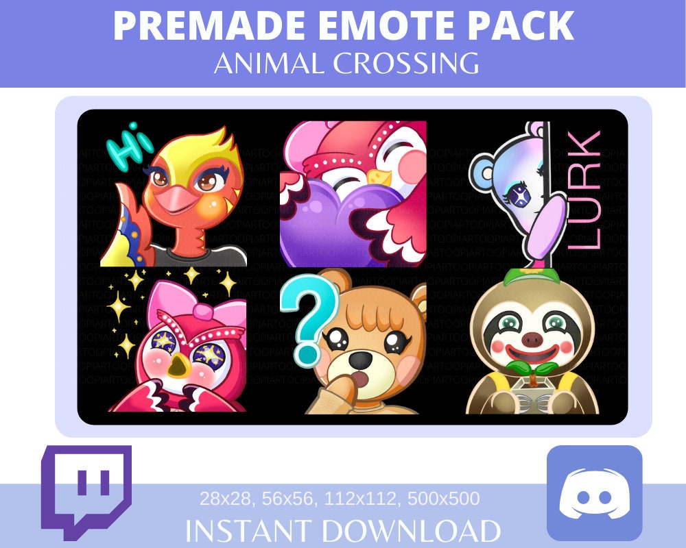 Premade Animal Crossing Pack of 6 Emotes Instant Download - Etsy