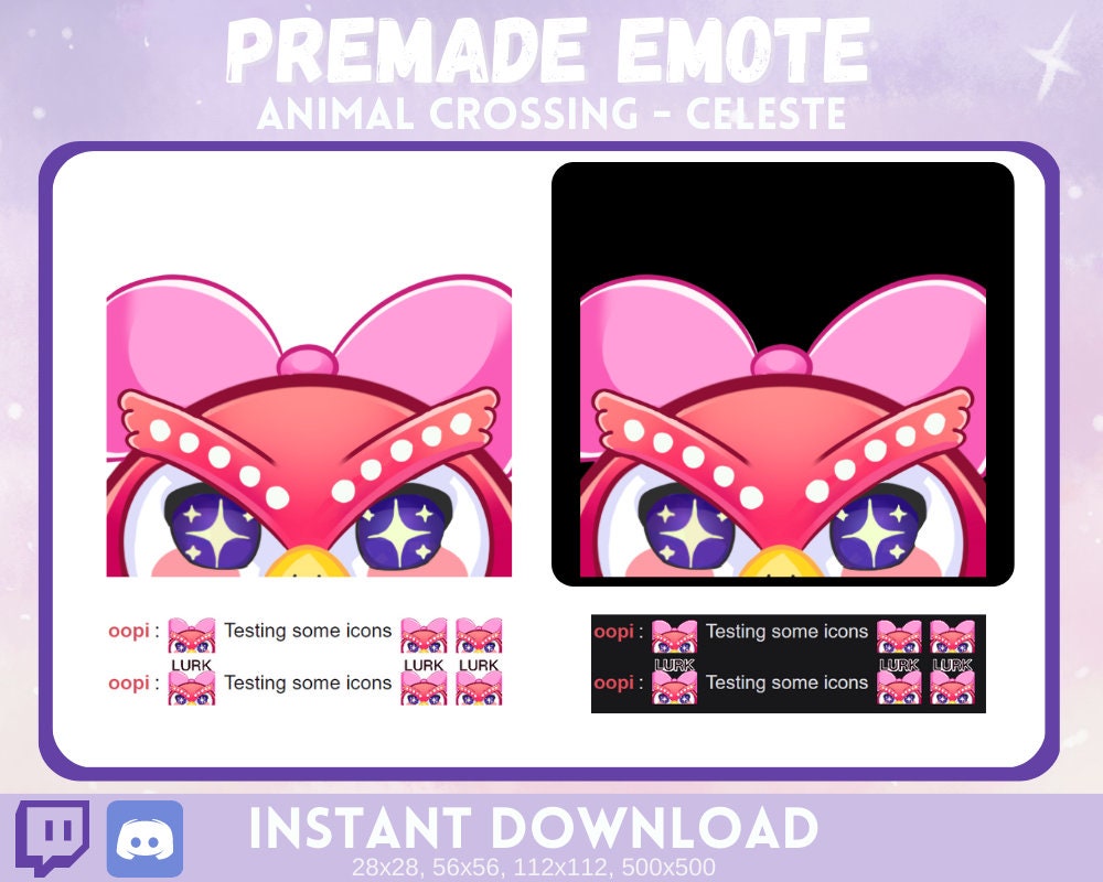 Twitch Animal Crossing Emote Celeste Lurk - Etsy