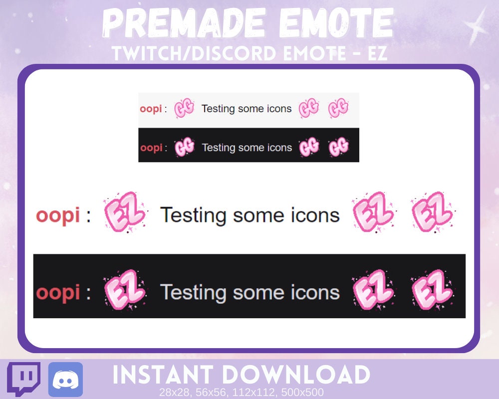Premade EZ - Gaming, Easy - Emote Instant Download for Twitch, Discord ...