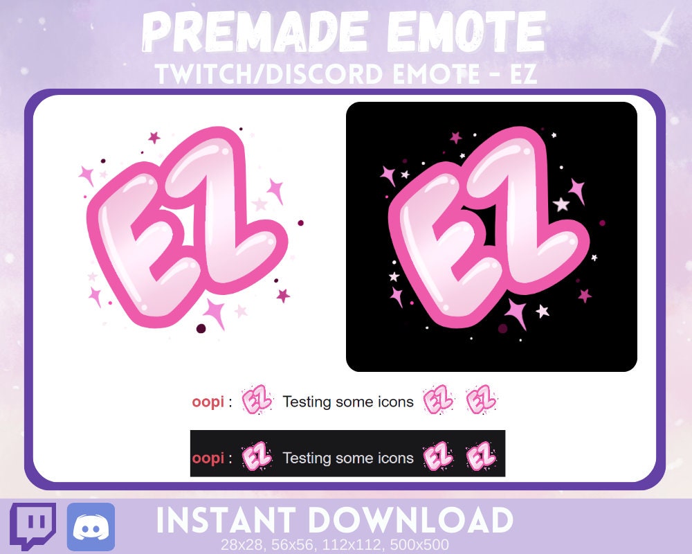 Premade EZ - Gaming, Easy - Emote Instant Download for Twitch, Discord ...