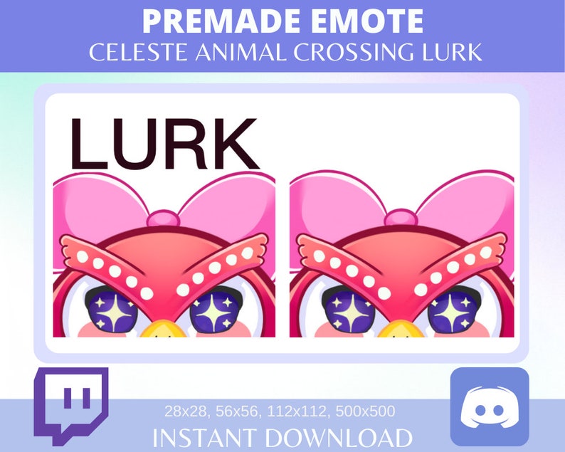 Twitch Animal Crossing Emote Celeste Lurk - Etsy