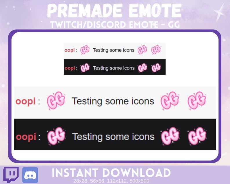 Premade GG - Gaming - Emote Instant Download for Twitch, Discord - Etsy