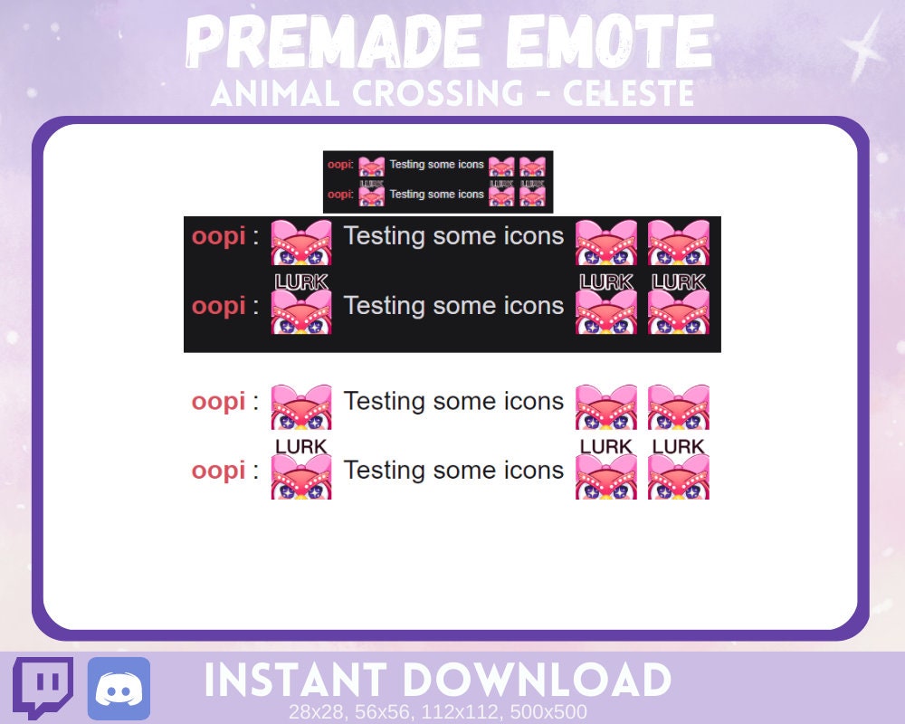 Twitch Animal Crossing Emote Celeste Lurk - Etsy
